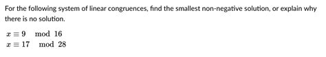 solved for the following system of linear congruences find