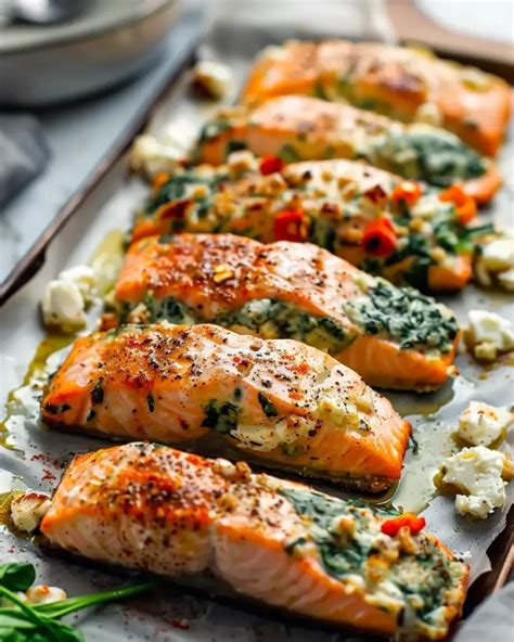 Simple Baked Stuffed Salmon With Spinach And Feta An Irresistible Delight