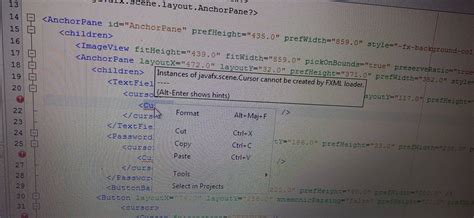 Java Instances Of Javafxscenecursor Cannot Be Created By Fxml