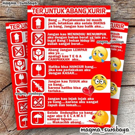 Jual Stiker Fragile Abang Kurir Sticker Fragile Handle With Care Olshop Magmasurabaya