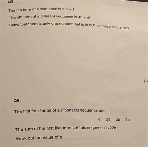 solved q5 the nth term of a sequence is 2n 2 1 the nth term of a