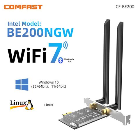 Comfast Wi Fi адаптер Сетевой адаптер Intel Be200 Wi Fi 7 Bluetooth 5