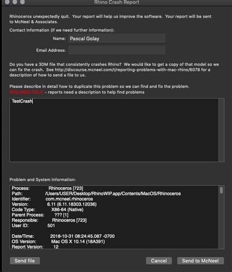 Crash Report In Dark Mode Mac McNeel Forum