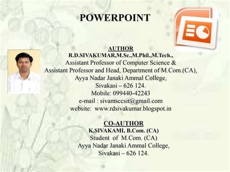 Introduction To Staroffice Writer R D Sivakumar Ppt