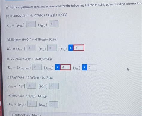 Write The Equilibrium Constant Expressions For The