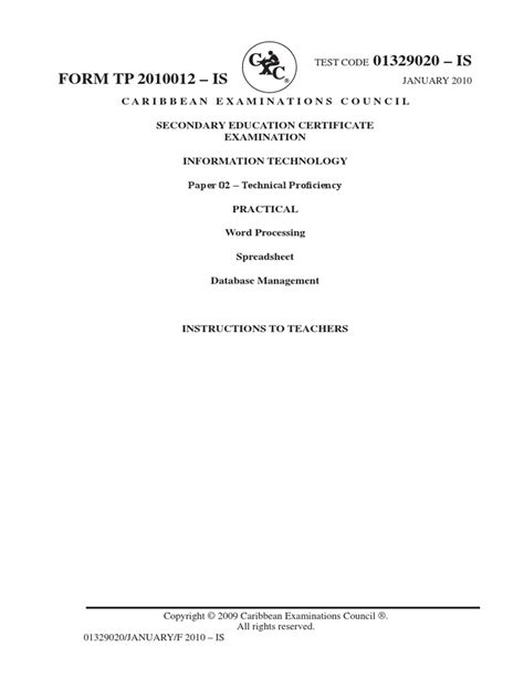 Csec Information Technology January 2010 P02 Teacher Pdf Internet Digital Television