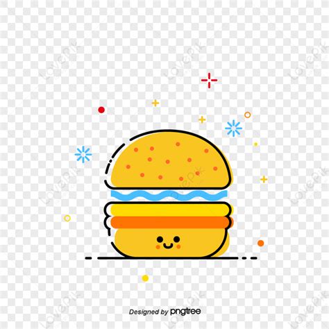 귀여운 노란색 햄버거 Mv 스타일 요소검은 선만화 Png 일러스트 무료 다운로드 Lovepik
