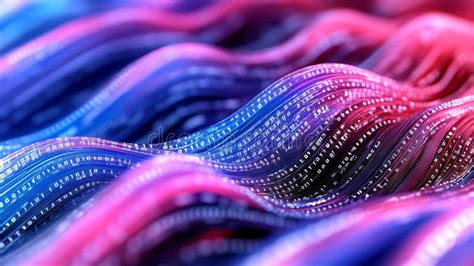 3d Illustration Of Binary Coding On A Fiber Optic Cable Stock