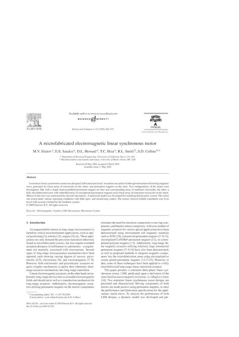 pdf shutov a micro fabricated electromagnetic linear synchronous