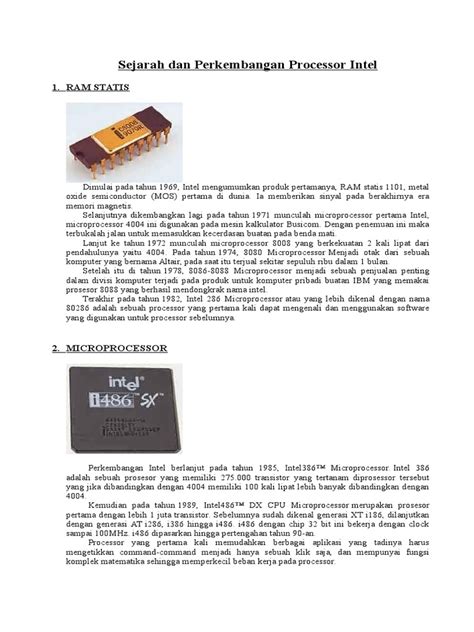 Sejarah Dan Perkembangan Processor Intel Pdf Komputer