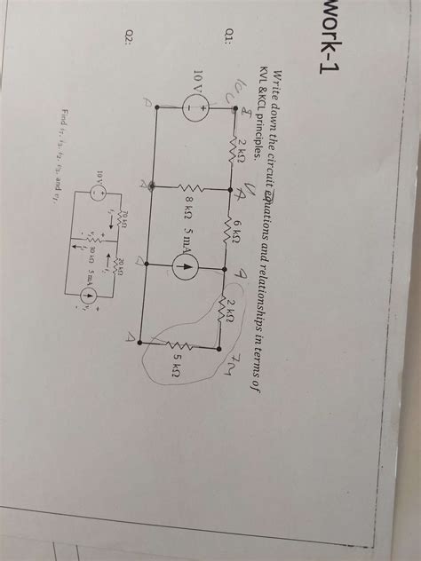 Work 1 Write Down The Circuit Equations And StudyX