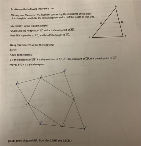 solved 6 assume the following theorem is true midsegment