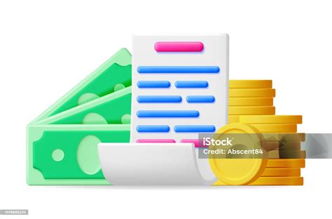 동전과 지폐가 있는 3d 화이트 영수증 0명에 대한 스톡 벡터 아트 및 기타 이미지 0명 3차원 형태 가격 Istock