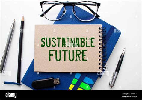top view of text sustainable future with calculator magnifying glass