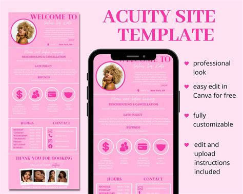 Acuity Scheduling Template Acuity Booking Site DIY Acuity Design Lash Tech Hair Stylist