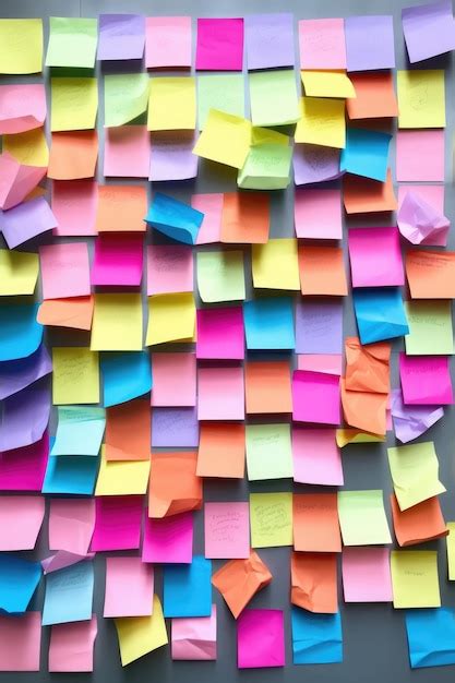 Premium Ai Image Multicolored Sticky Notes On A Brainstorming Board