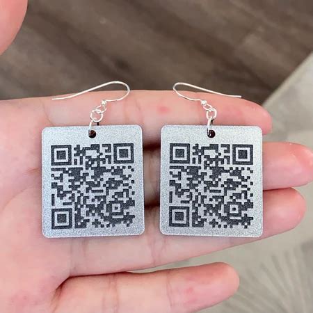 Silver Customizable QR Codes Affordable Earrings Champleve Laser