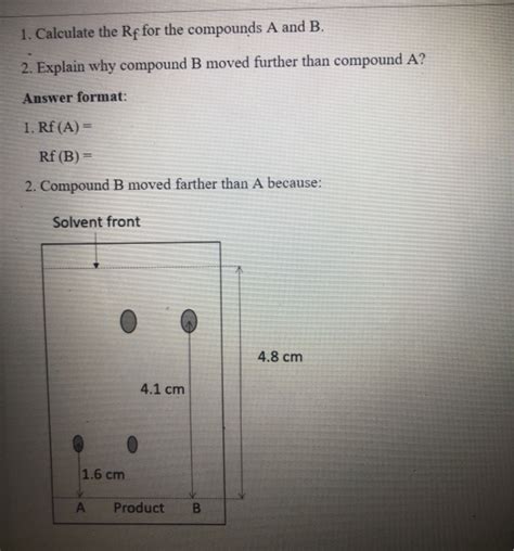 Solved Calculate The Rf For The Compounds A And B Chegg