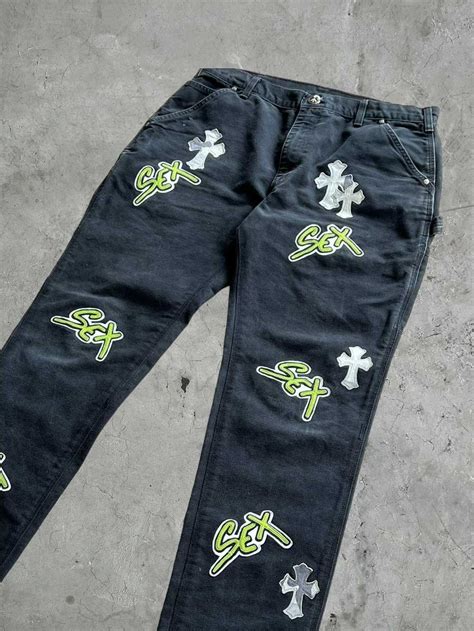 chrome hearts chrome hearts cross sex patch jeans gem