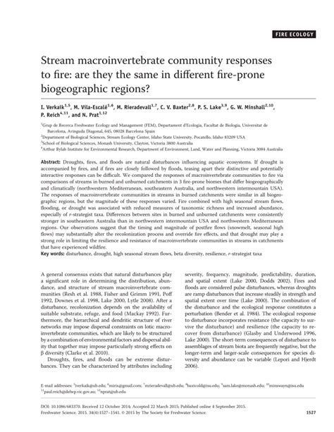 Pdf Stream Macroinvertebrate Community Responses To Fire Are They