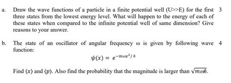 Solved Draw The Wave Functions Of A Particle In A Finite Chegg