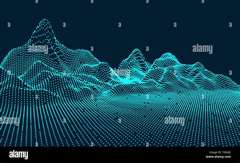 Abstract Three Dimensional Digital Terrain Of Big Data Concept