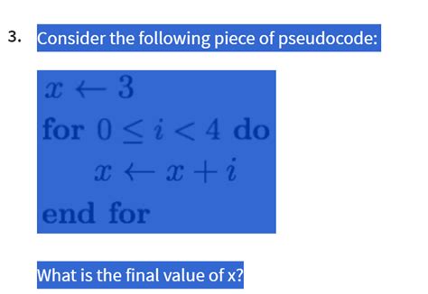 Solved Consider The Following Piece Of Pseudocodexlarr3
