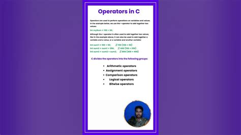 Operators In C Programming Language Explained Operators In Telugu Clanguage Short Shorts
