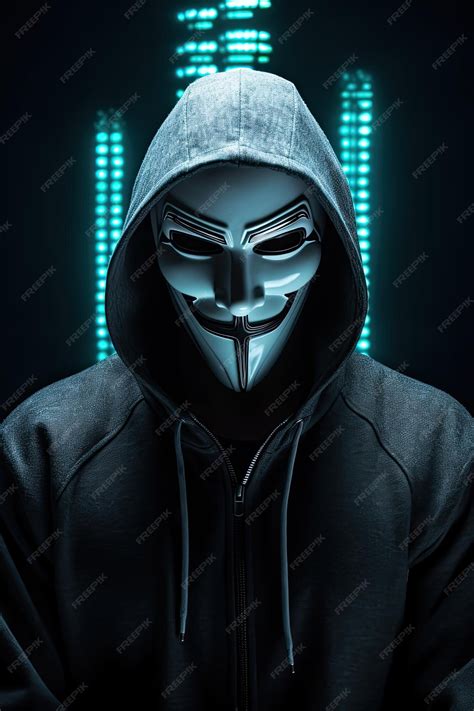 premium ai image portrait of anonymous robot hacker
