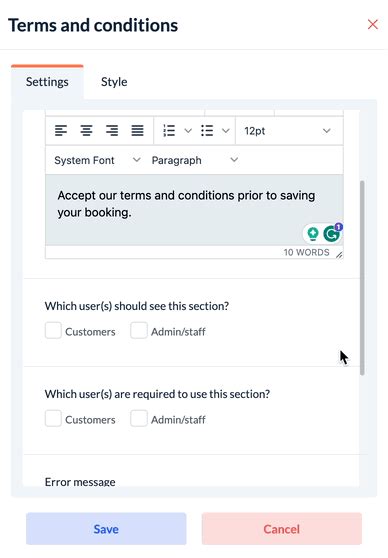 Terms Conditions Checkbox