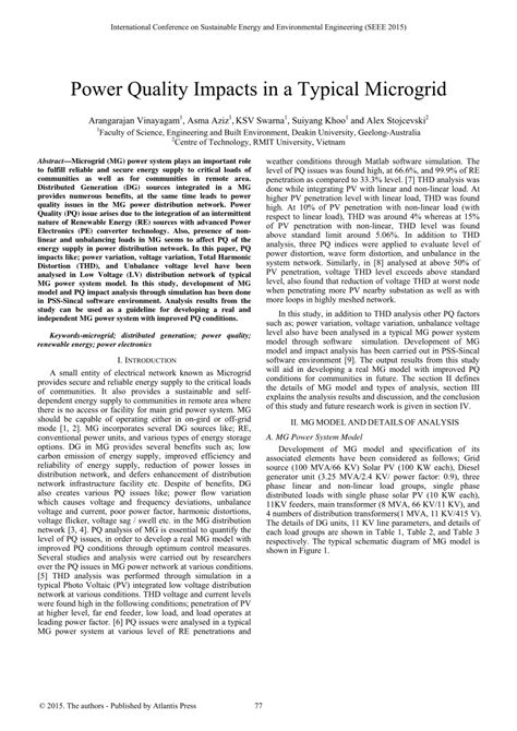 PDF Power Quality Impacts In A Typical Microgrid