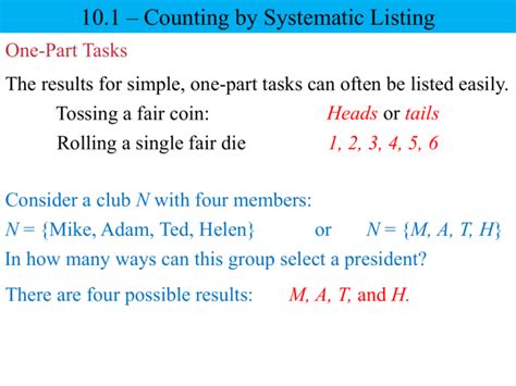 Counting Techniques Systematic Listing And Principles