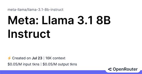 Meta Llama 31 8b Instruct Recommended Parameters Openrouter
