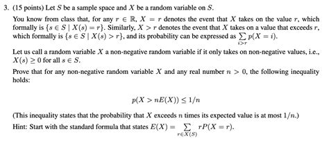 solved 15 points let s be a sample space and x be a random