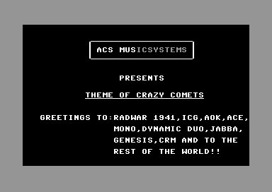 CSDb Theme Of Crazy Comets By Aero Musicsystems 1986