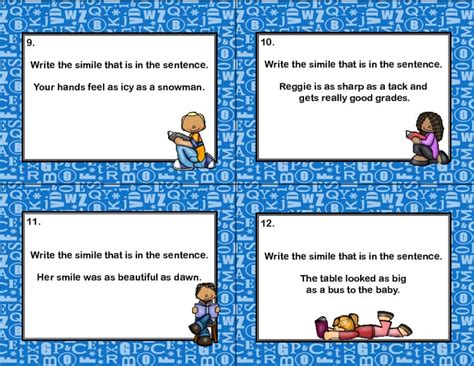 Similes Task Cards Grade 3 Figurative Language Practice 24 Cards