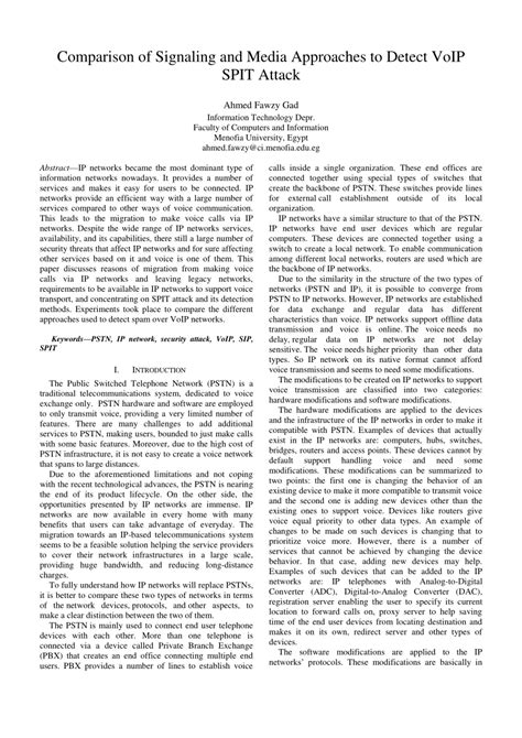 Pdf Comparison Of Signaling And Media Approaches To Detect Voip Spit