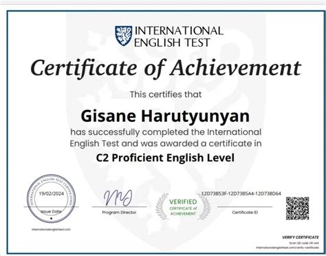 My Certificate Of Proficient English English With Gisane