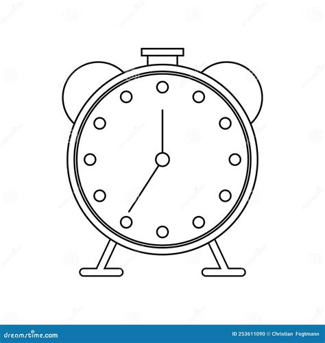 Clock Alarm Timer Wake Up Black White Outline Icon Vector Illustration Stock Vector