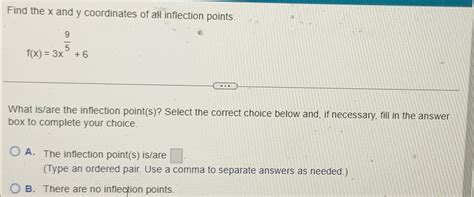 Solved Find The X ﻿and Y ﻿coordinates Of All Inflection