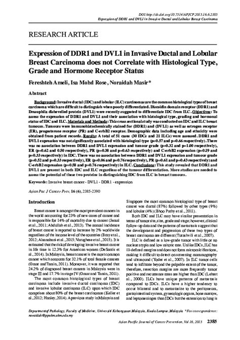 Pdf Expression Of Ddr1 And Dvl1 In Invasive Ductal And Lobular Breast