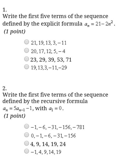 solved 1 write the first five terms of the sequence defined