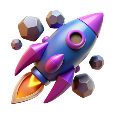 Rocket Launch Space Exploration Asteroid Field Cosmic Journey 3d Render Adventure Galaxy