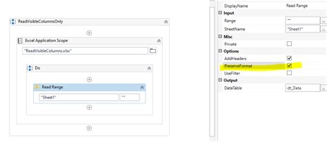 How To Read Unhidden Column Only In Excel Something Else Uipath