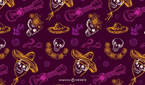 Dia De Los Muertos Skull Pattern Design Vector Download