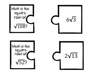 Simplifying Radicals Puzzle Pieces By That One Crazy Teacher TpT