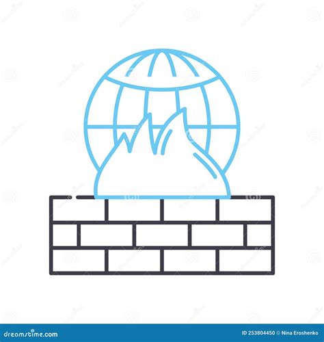 Firewall Line Icon Outline Symbol Vector Illustration Concept Sign Stock Vector