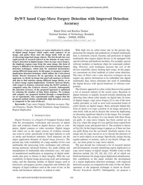 Pdf Dywt Based Copy Move Forgery Detection With Improved Detection