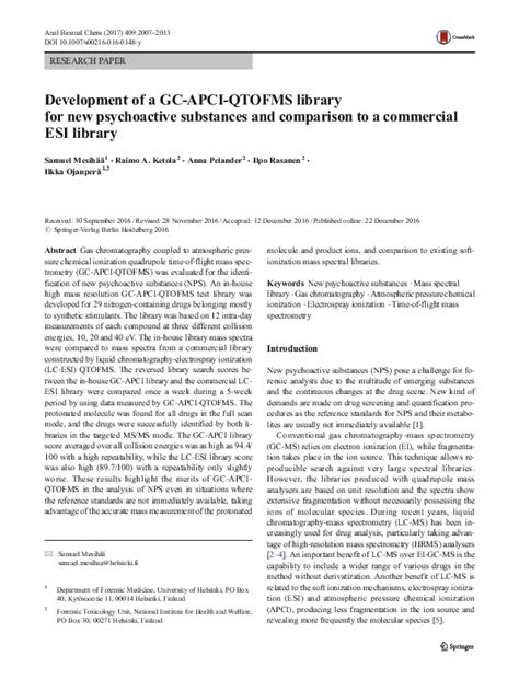 pdf development of a gc apci qtofms library for new psychoactive