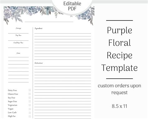 Full Page Recipe Template Download